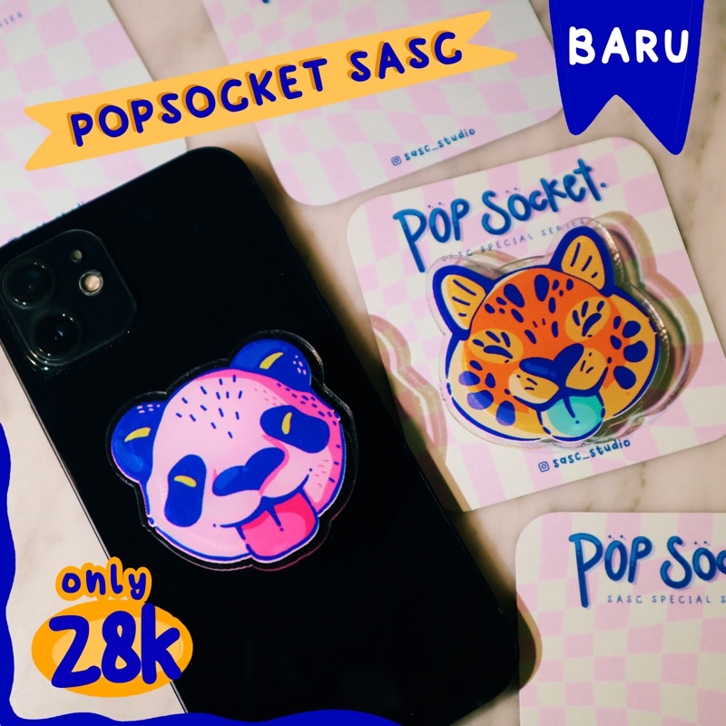 Jual POP SOCKET SASC Studio special premium | panda tiger | Popsocket lucu, grip handphone ...