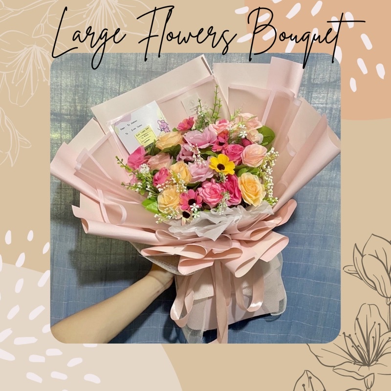 Jual Large Flower Bouquet (Buket Bunga Besar, Mawar, Bunga Artificial ...