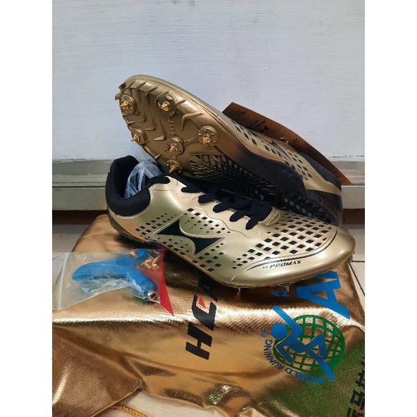 Jual Sepatu Spike Sprint / Lari / Pool Paku HEALTH 108 GOLD BLACK ...