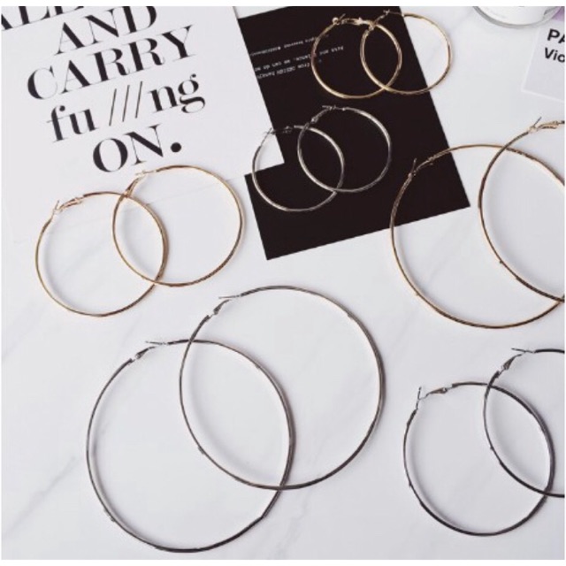 Jual Anting Bulat Besar Polos Silver/Gold Diameter 7cm dan 10cm Fashion ...