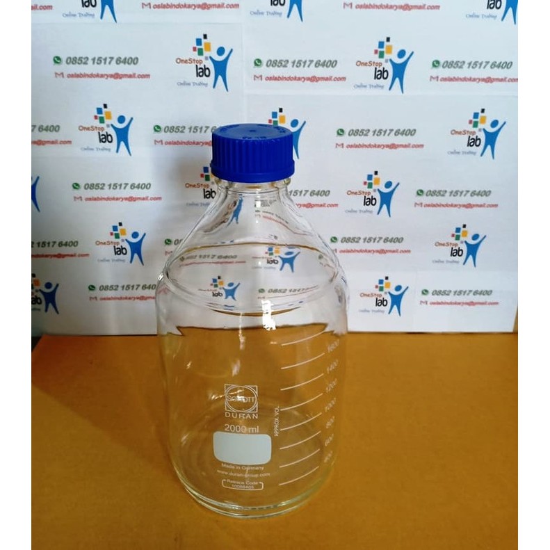 Jual Botol Lab sample cap 2000 ML Laboratory Bottle clear screw DURAN ...