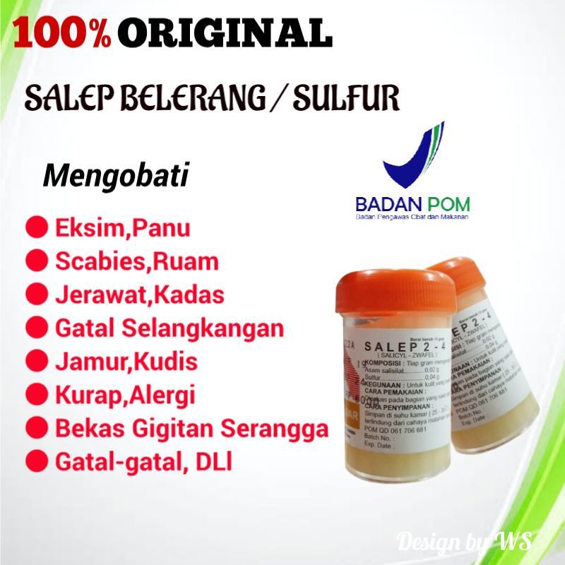 Jual salep sulfur / belerang 24 untuk gatal scabies kudis kadas eksim panu dan jamur | Shopee ...