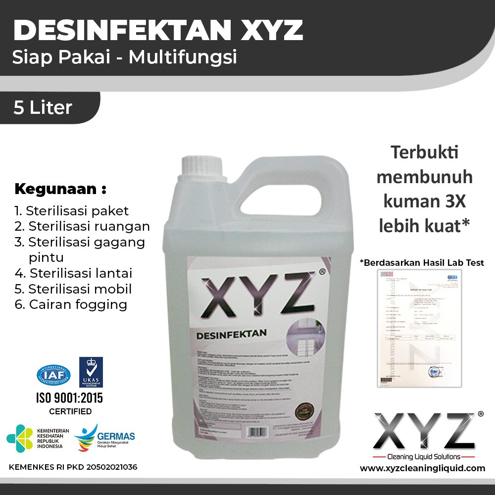 Jual DESINFEKTAN XYZ 5 LITER / CAIRAN DISINFEKTAN / CAIRAN RUANGAN ...