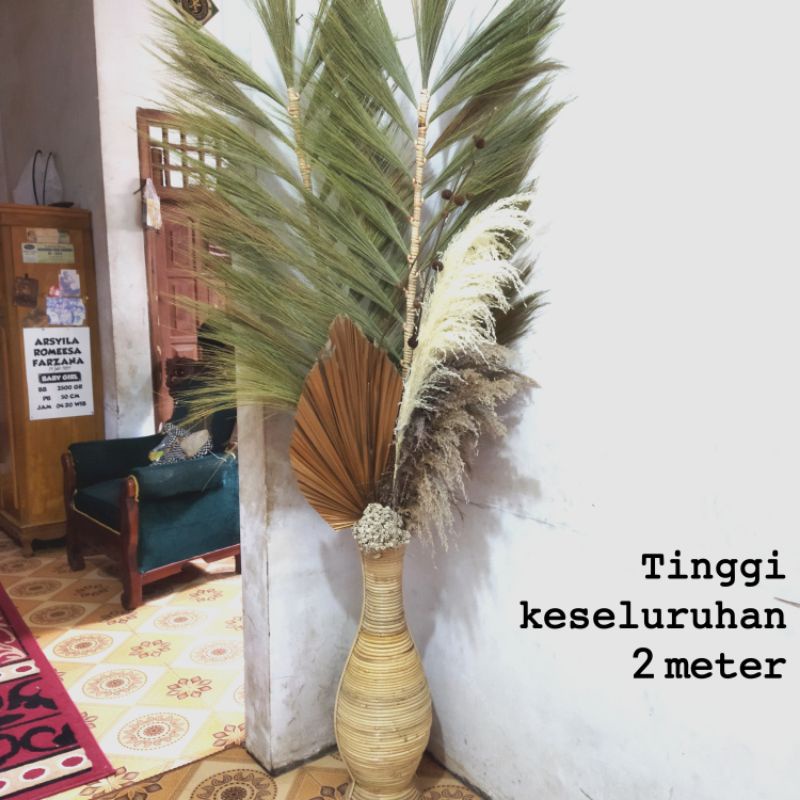 Jual paket super daun rustic palem pampas rayung bahan dekorasi rustic ...