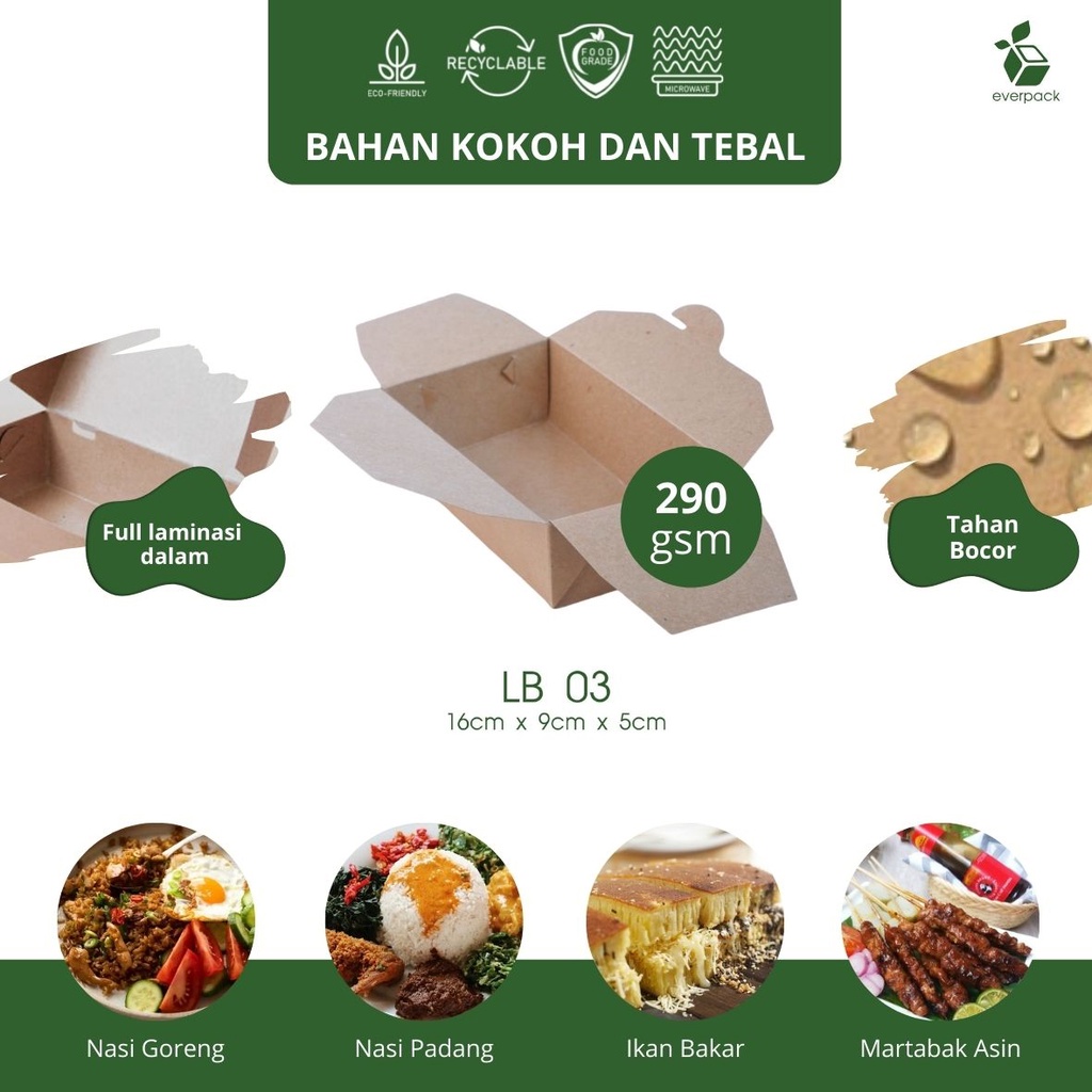 Jual Lunch Box (16x9x5 | 290 gsm) | Paper Box | Polos | Packaging ...