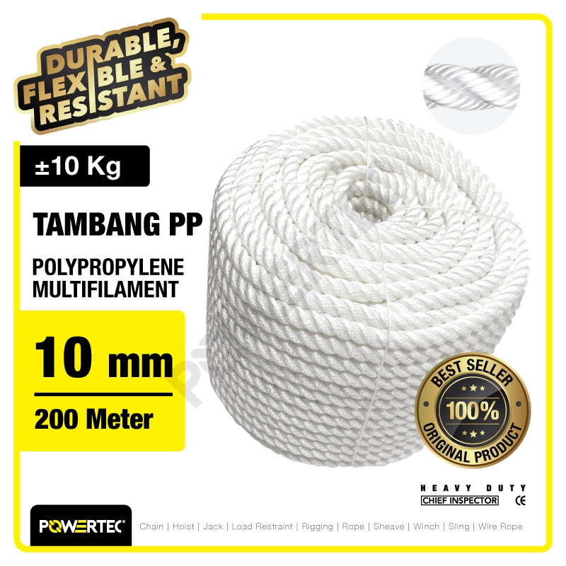 Jual POWERTEC Tambang Nylon / Nilon 10mm x 200m Polypropylene PP Multi ...