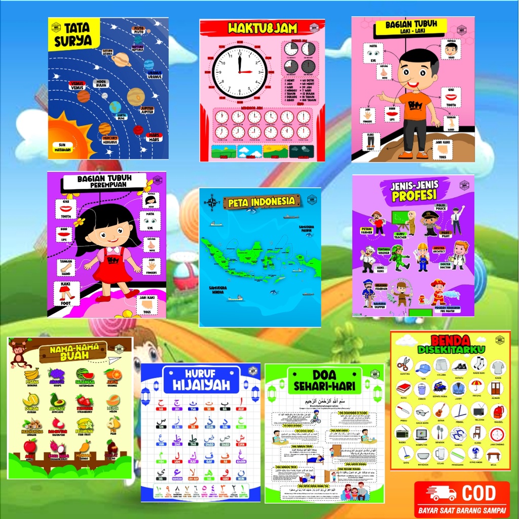 Jual Poster Edukasi Anak / Poster Dinding / Poster Huruf Hijaiyah ...