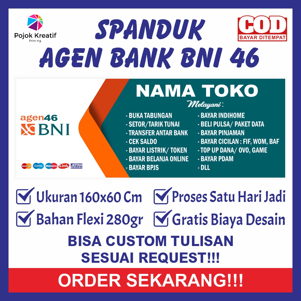 Jual Spanduk Sepanduk Banner Bener Baner Agen Bank BNI 46 Transaksi ...