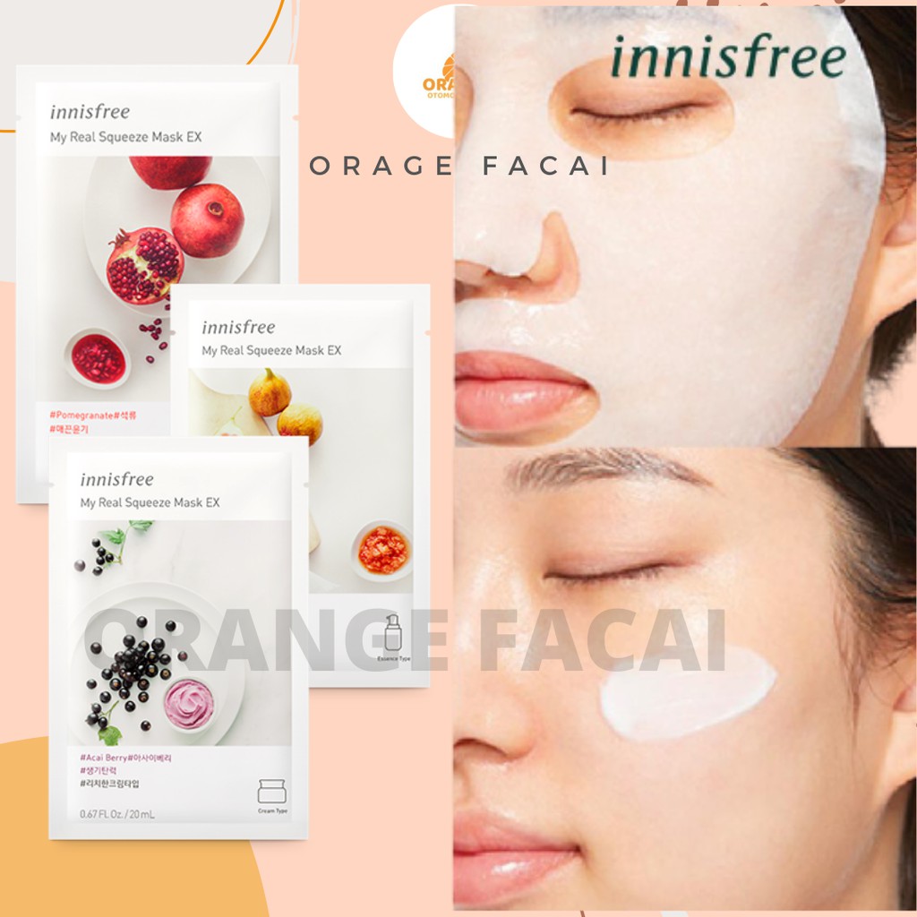 *OR* Innisfree Sheet Mask My Real Squeeze / Masker innnisfree wajah / Masker Muka/Masker ...