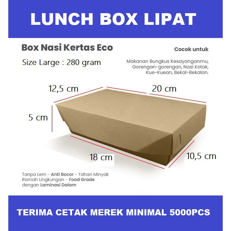 Jual PAPER LUNCH BOX LIPAT - LARGE COKLAT - BAHAN KRAFT KEMASAN MAKANAN ...
