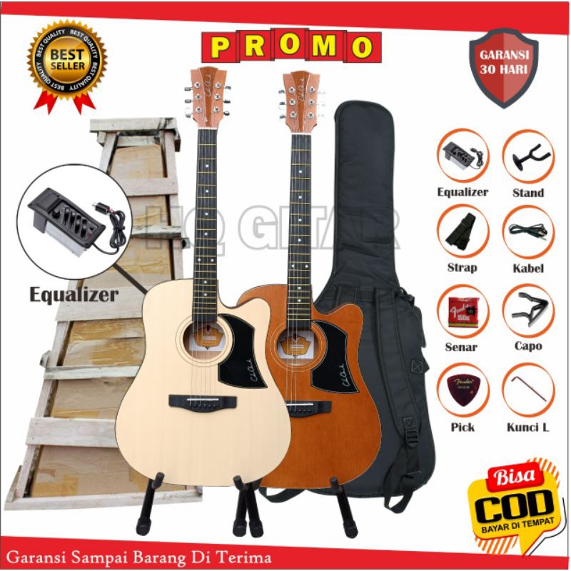Jual Gitar akustik ELEKTRIK coleclack jumbo. tanam besi. assesoris lengkap dan free packing kayu ...