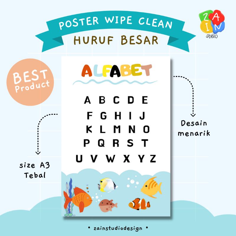 Jual POSTER BELAJAR ANAK - POSTER EDUKASI TK PAUD SERI ALFABET ABCD 01 ...