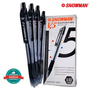 Jual Pulpen / Ballpoint Snowman V5 Hitam 0.7 mm (1 Pak isi 12 Pcs) Indonesia|Shopee Indonesia