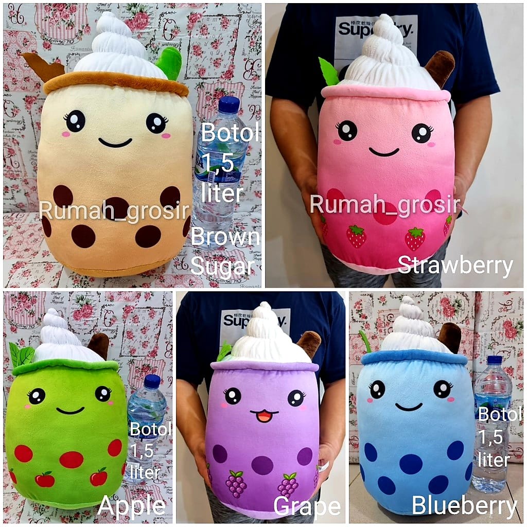 Jual Boneka Boba Ice Cream Strawberry Brown Sugar Ukuran Besar ...