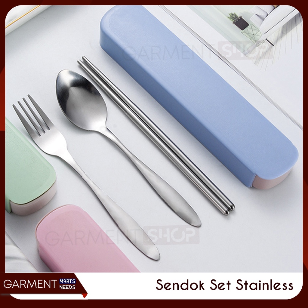 Jual Sendok Set Stainless Steel Alat Makan Sendok Garpu Sumpit Anti ...