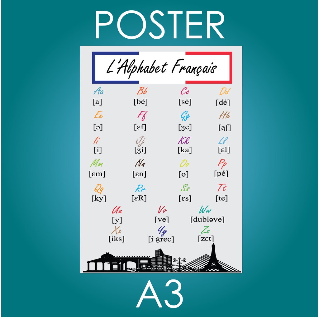 Jual Poster Huruf Alfabet Prancis beserta Ejaannya - A3 | Shopee Indonesia
