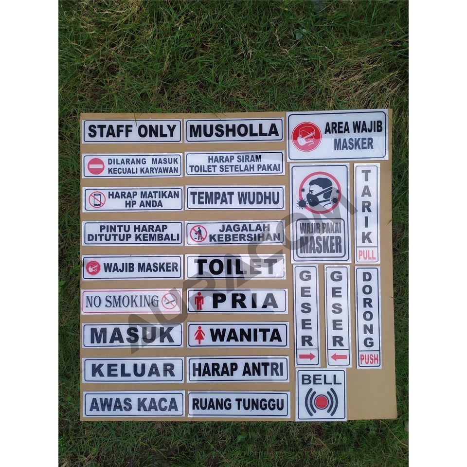 Jual COD, Akrilik, Sticker pintu varian tulisan di pintu(openclose ...