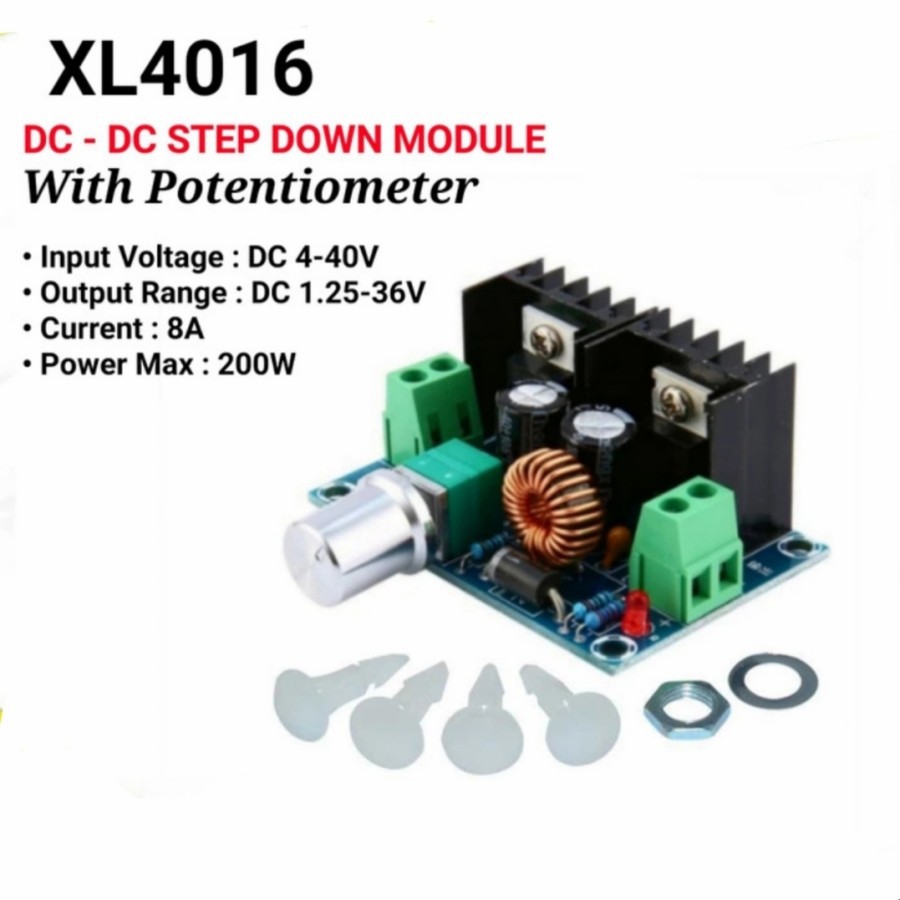 Jual kit XL4016 step down penurun tegangan dengan potensio 8A dimmer dc regulator power dc ...