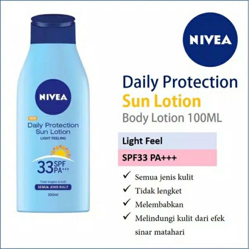 Jual Nivea Body Lotion Daily Protection Sun SPF 33 PA+++ 100ml Nivea ...