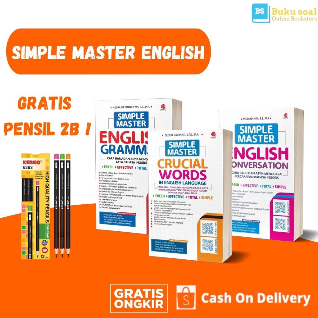 Jual PAKET BUKU SIMPLE MASTER ENGLISH GRAMMAR, CONVERSATION, CRUCIAL ...