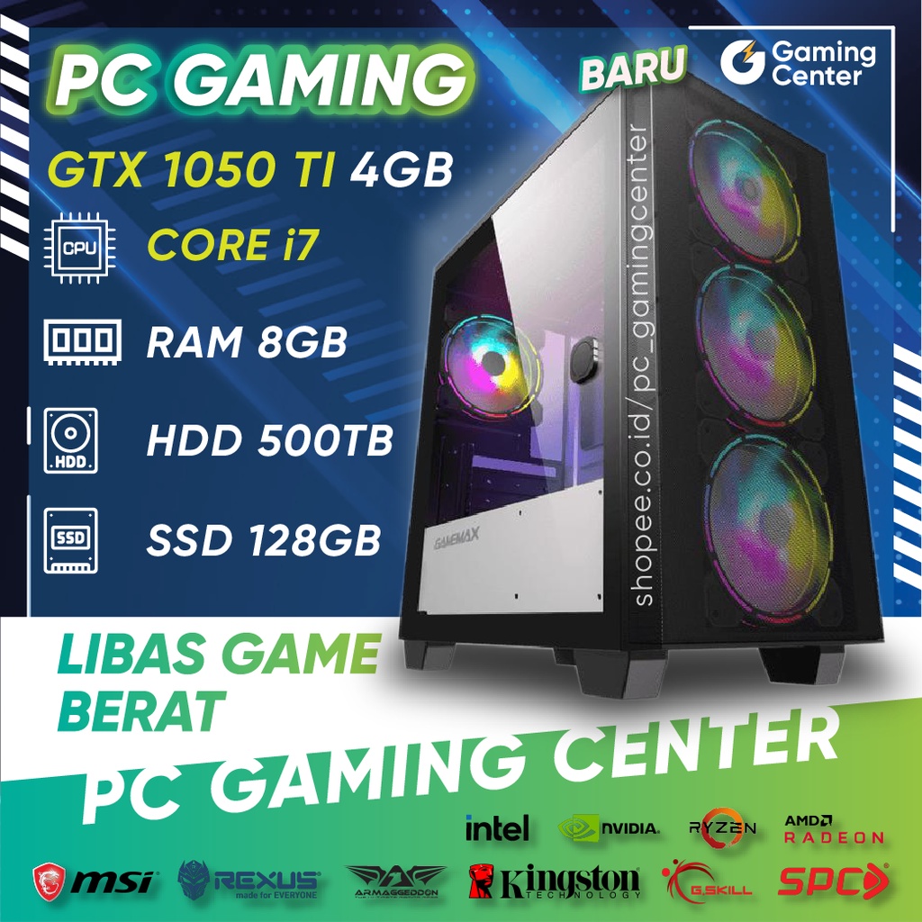 Jual PC Gaming Core i7 Komputer Rakitan VGA GTX 1050 TI 4GB Ram 8GB HDD 500GB Full set Siap ...