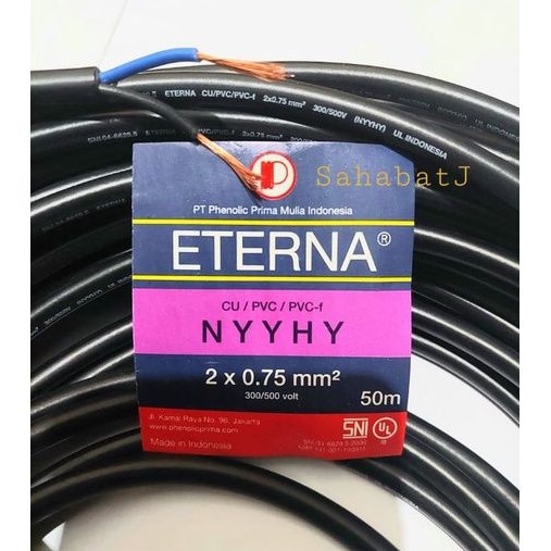 Jual kabel eterna nyyhy 2x0.75 serabut 2x0,75 Hitam ( harga per meter) Indonesia|Shopee Indonesia