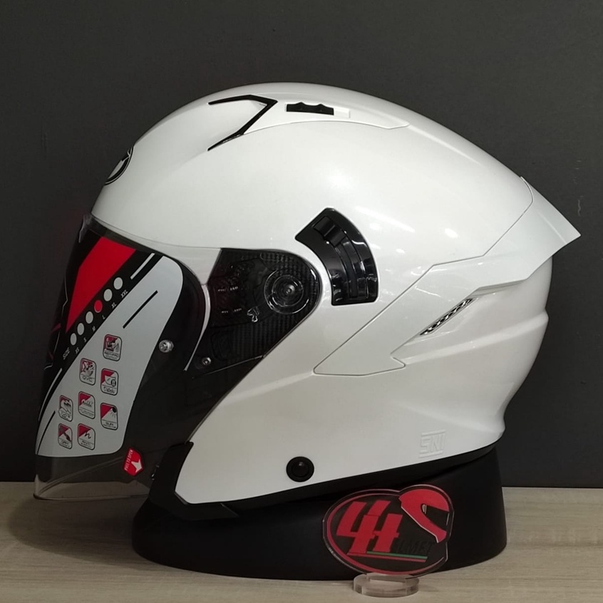 Jual KYT NFJ Solid White Helm Half Face Premium Double Visor | Shopee ...