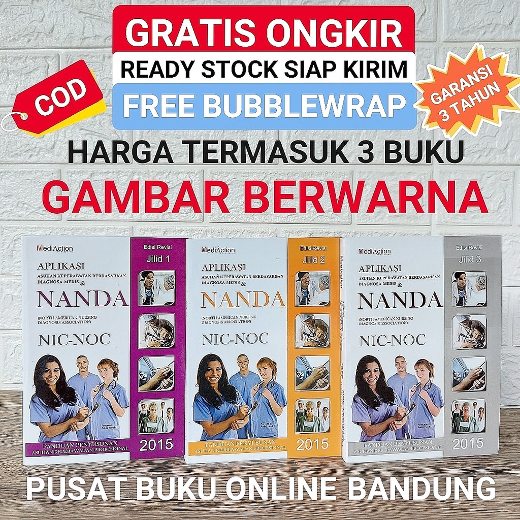 Jual PAKET 3 BUKU APLIKASI NANDA NIC NOC 2015 GAMBAR BERWARNA SDKI SIKI SLKI NIC NOC DIAGNOSIS ...