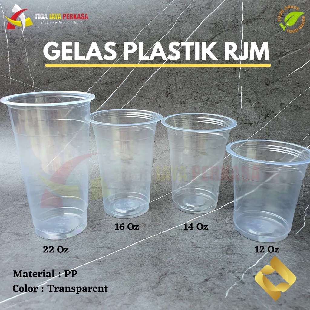 Jual GELAS / CUP PLASTIK TIPIS RJM 12/14/16 OZ / PLASTIC CUP / GELAS ...