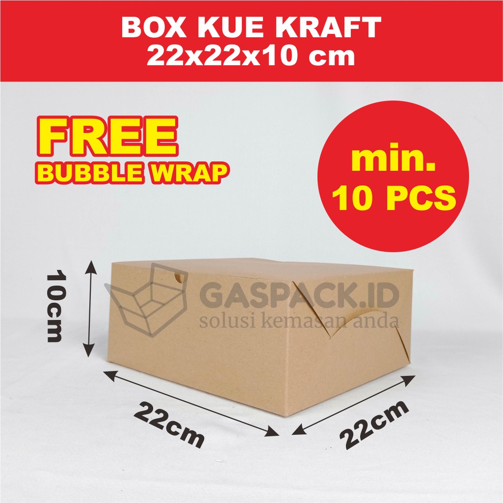 Jual BOX MAKANAN DUS KARDUS KUE KOTAK MAKANAN NASI ROTI SNACK 22x22x10 ...