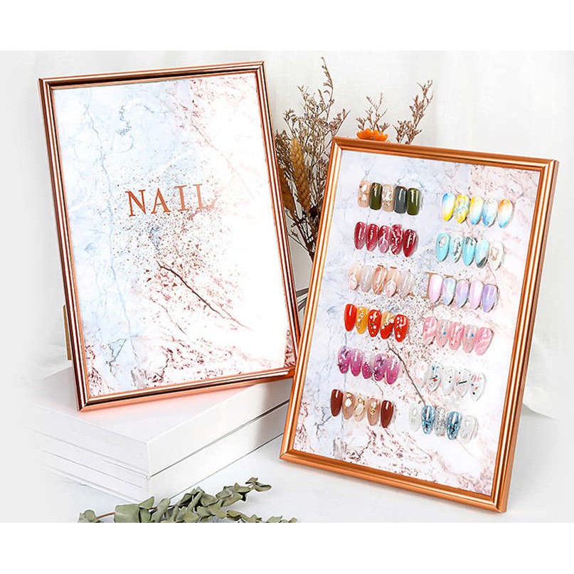 Jual Nail Display Frame Magnet Gold Bingkai Foto Nail Props Photo Nail ...