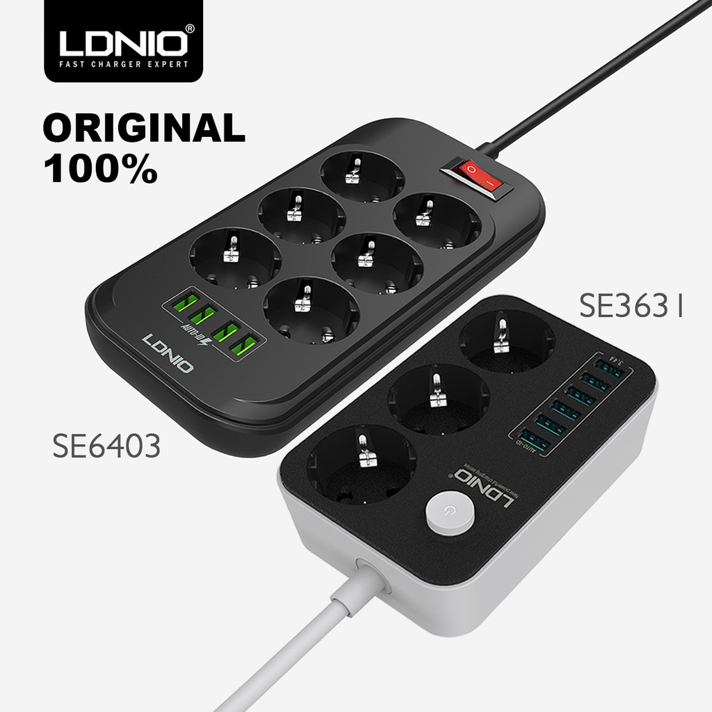 Jual LDNIO SE6403 SE3631 Power Socket Strip Station Charger Adapter Stop Kontak Colokan Listrik ...