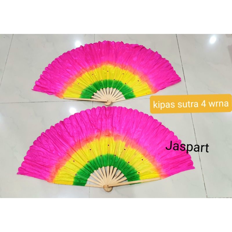Jual KIPAS TARI BESAR BAHAN SUTRA TARI KIPAS KOMBINASI 3 4 WARNA KIPAS ...