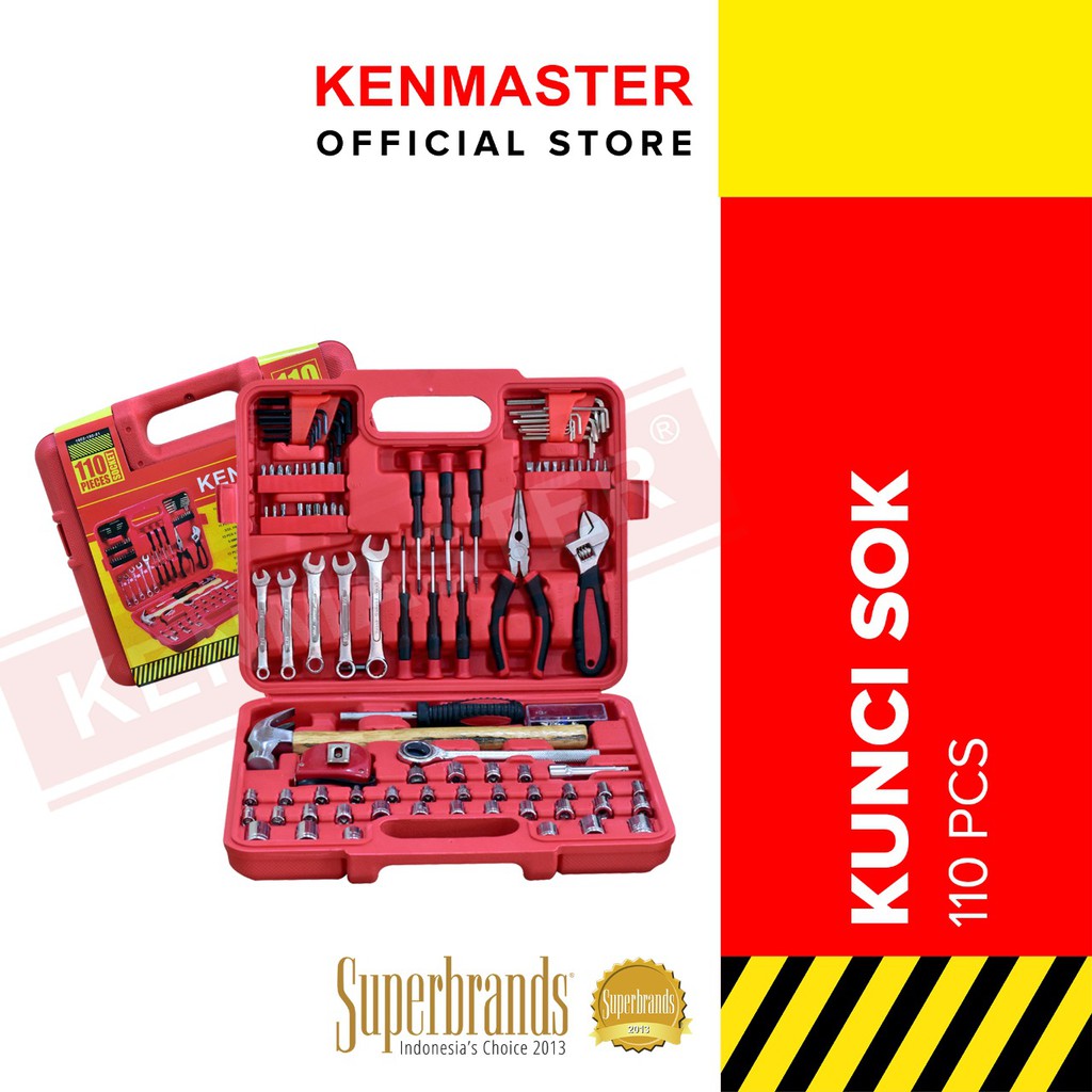 Jual Kenmaster Tool Kit / Kunci Sok 110 Pcs - Shock Socket Kunci Set ...