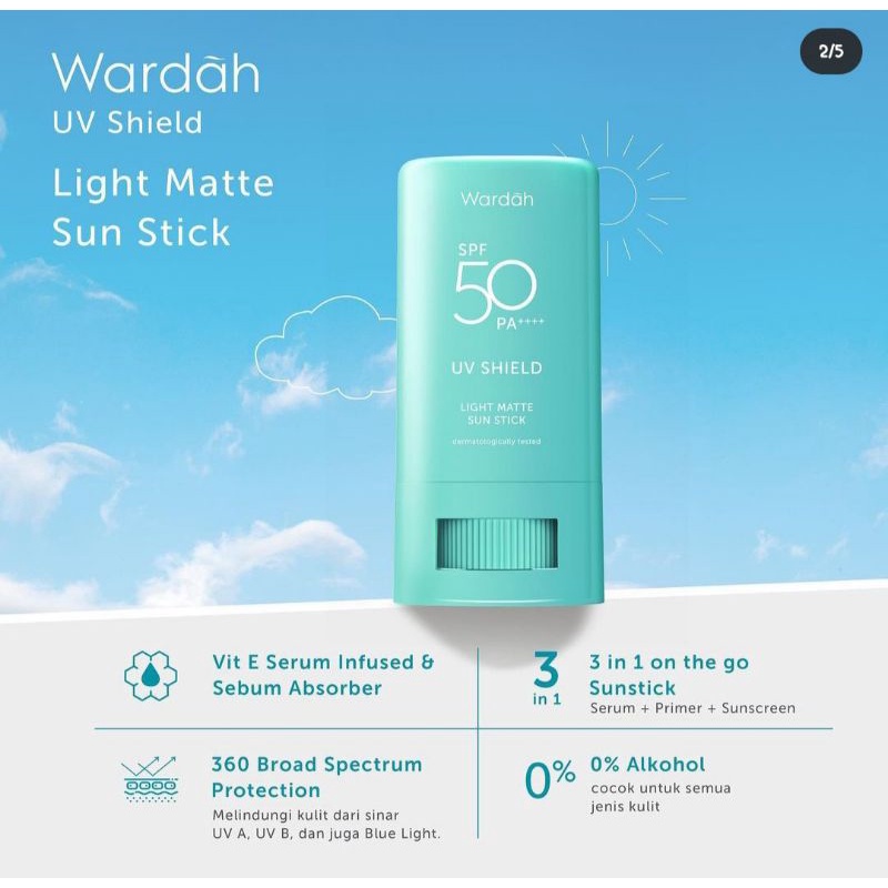 Jual Warah UV Shield Light Matte Sun Stick SPF 50 PA++++ | Shopee Indonesia