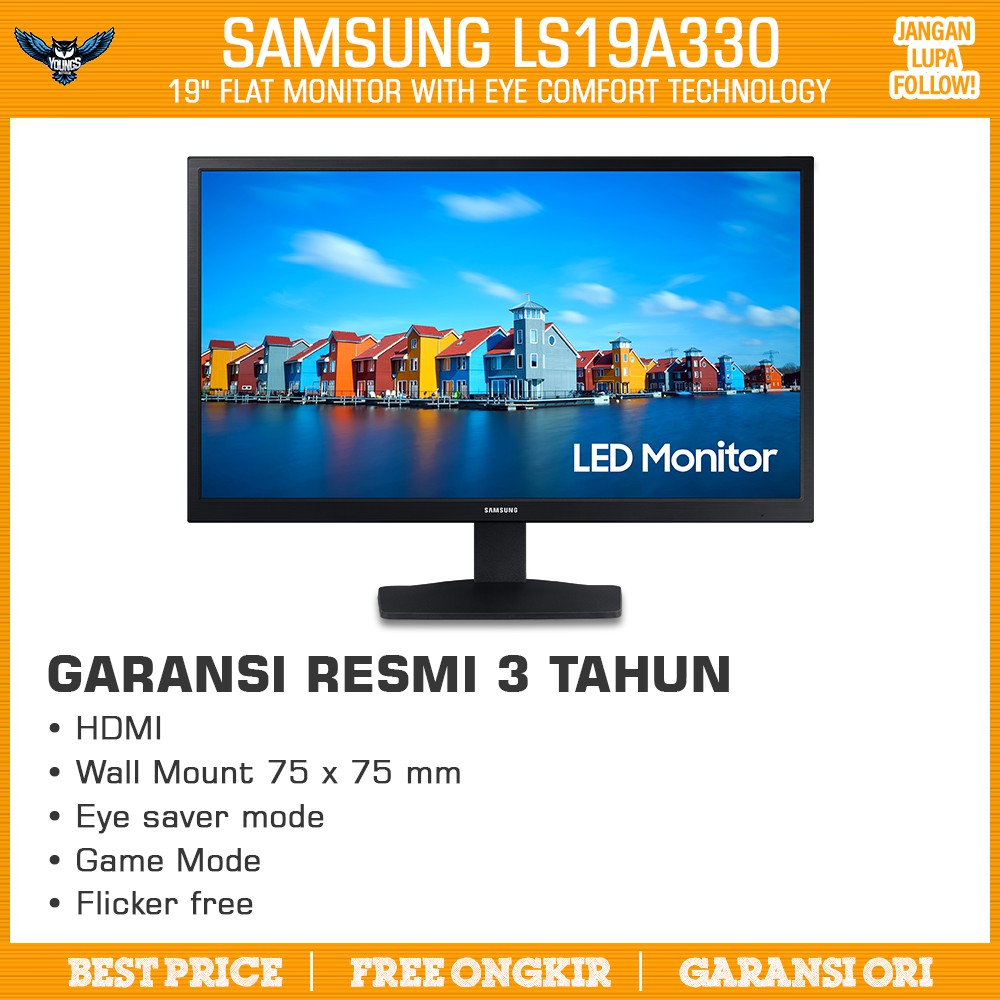 Jual SAMSUNG S19A330 FLAT HDMI GARANSI RESMI LED MONITOR 19" INCH ...