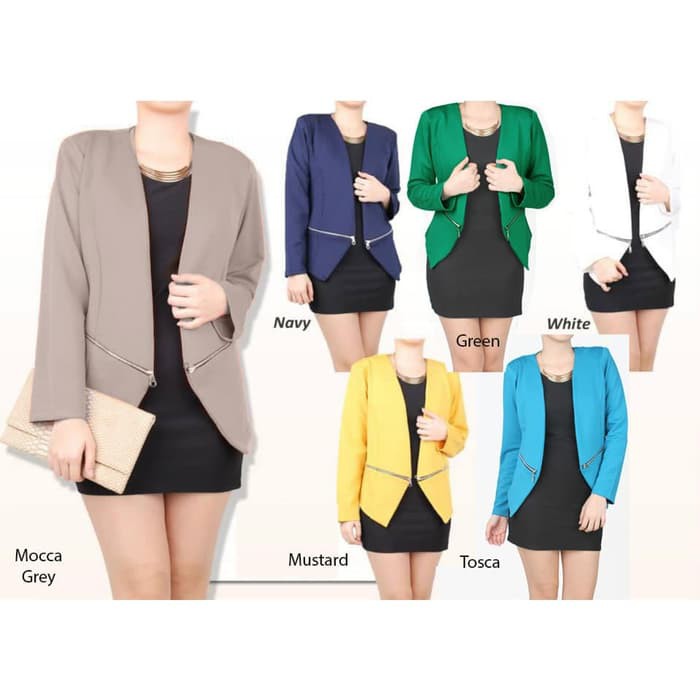 Jual Blazer Wanita Casual Lengan Panjang Model Slim Warna Polos untuk ...