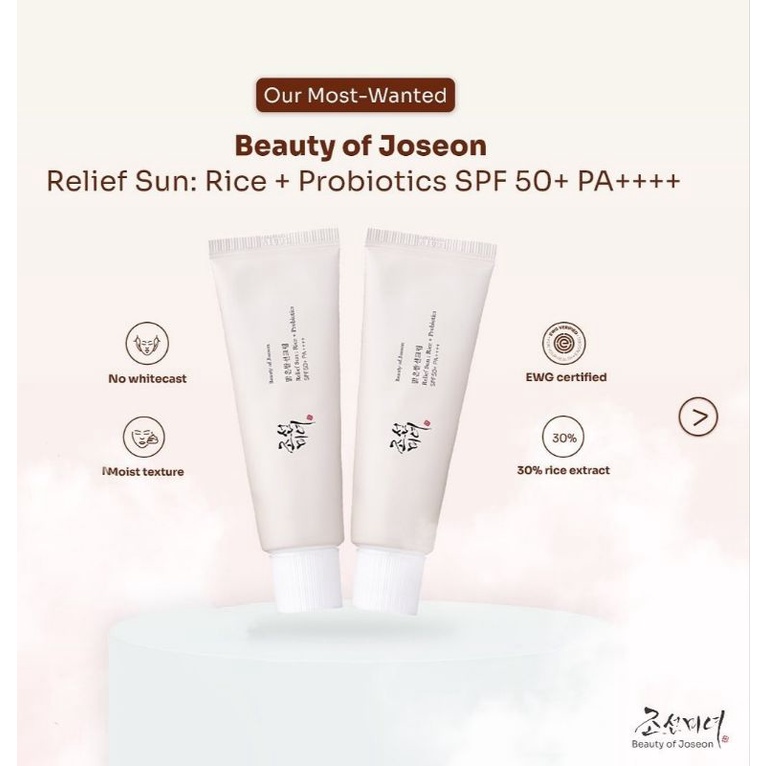 Jual BOJ Sunscreen Beauty Of Joseon Sunscreen Relief Sun: Rice + Probiotics SPF 50+ PA++++ 50ml ...