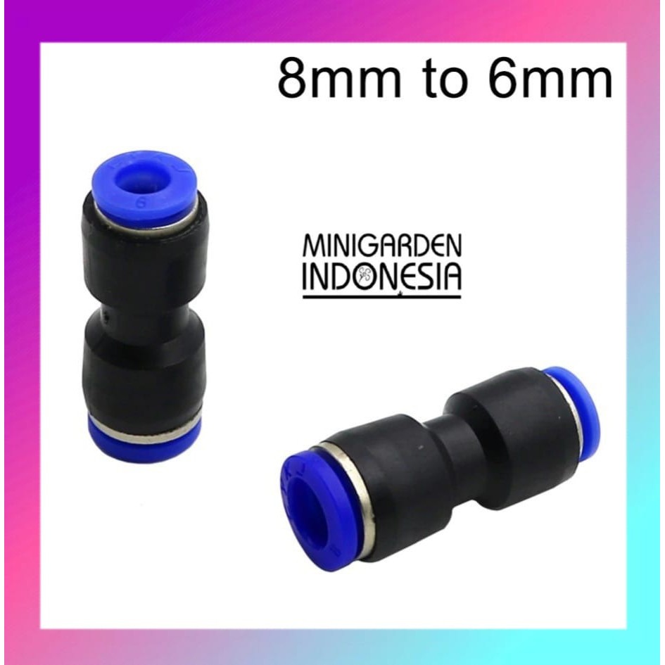 Jual REDUCER SLIP LOCK JOINER 8X6MM selang konektor lurus pneumatic PU push in fitting udara ...