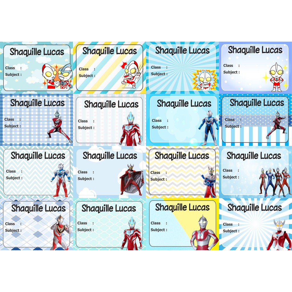 Ultraman Label stiker buku nama kelas mapel custom | Shopee Indonesia
