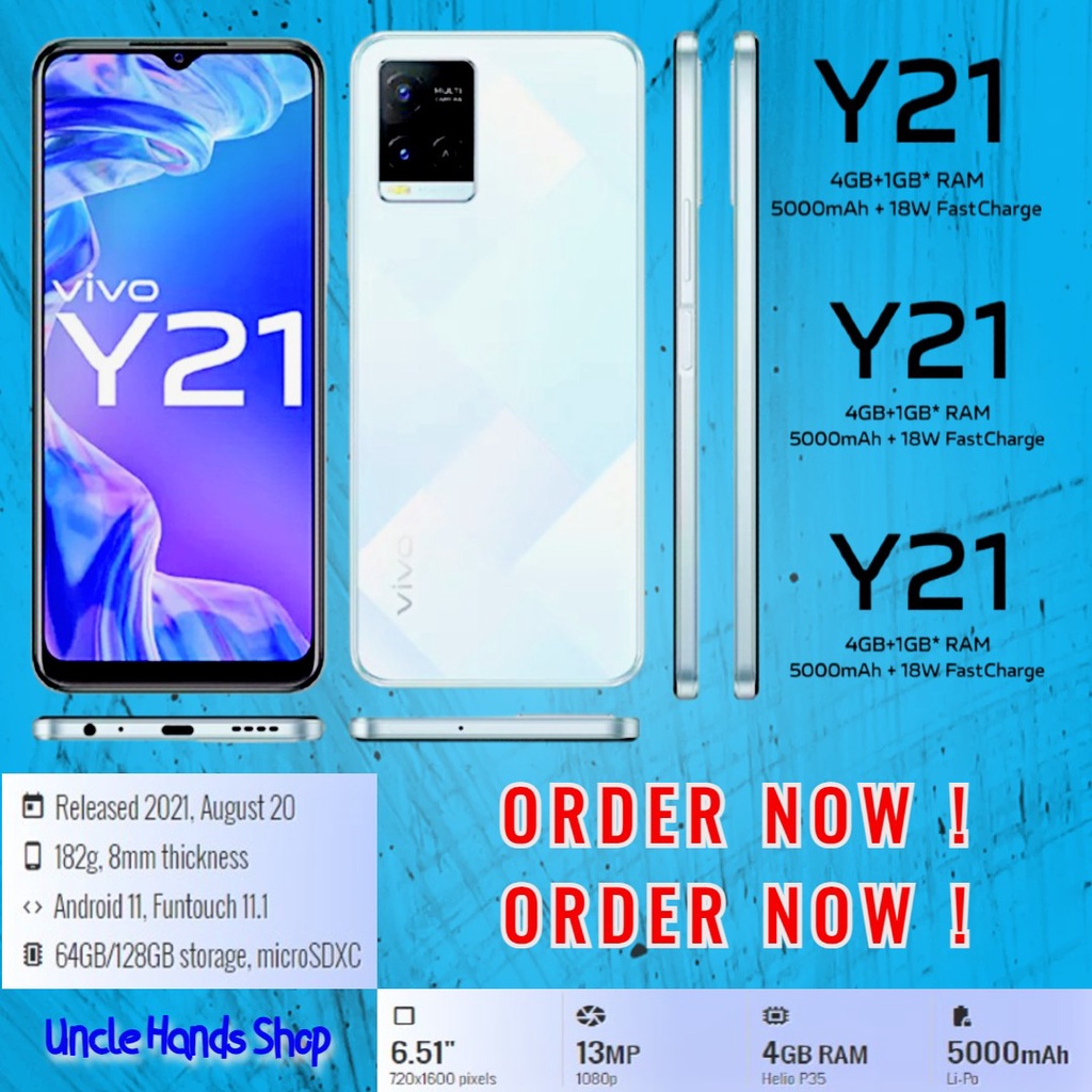 Jual HP Vivo Y21 Ram 4G+1G/64G | Shopee Indonesia