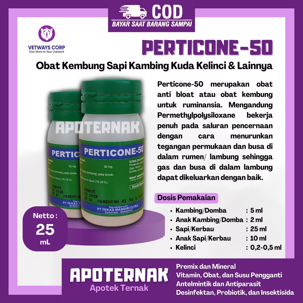 Jual PERTICONE 50 | Obat Kembung Sapi Kambing Domba Kuda Kerbau Kelinci ...