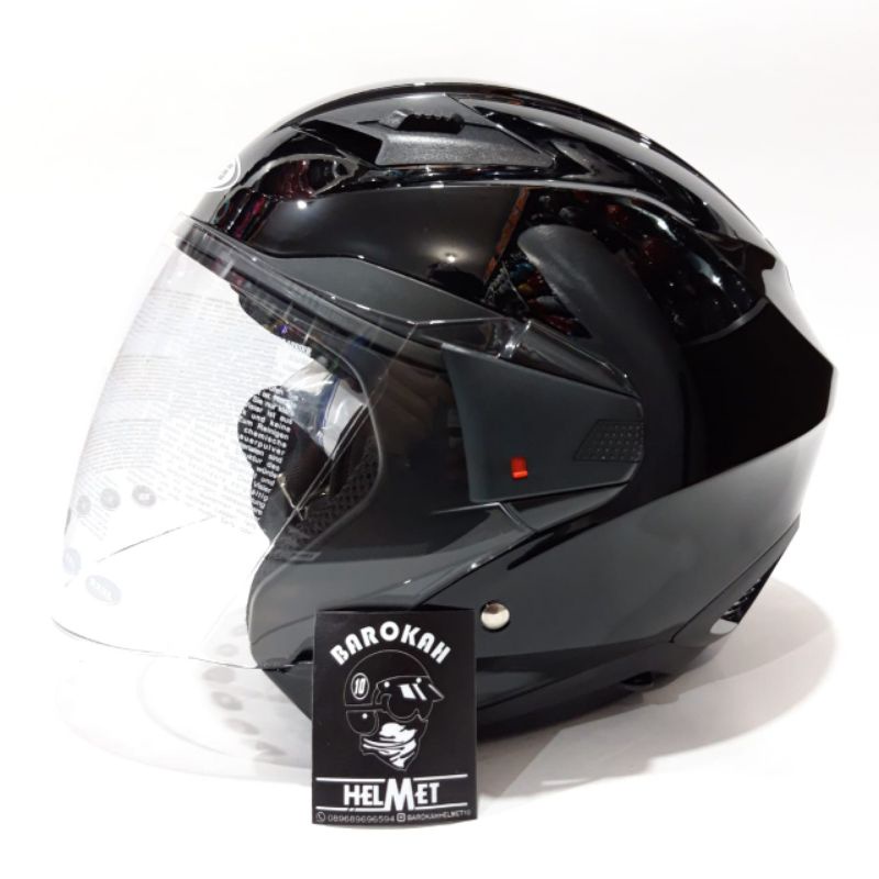 Jual Helm zeus 611 solid hitam glossy double visor | Shopee Indonesia