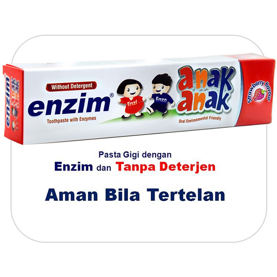 Enzim Anak Strawberry [ 63g/ 50ml ] Toothpaste / Pasta Gigi Enzym Rasa ...