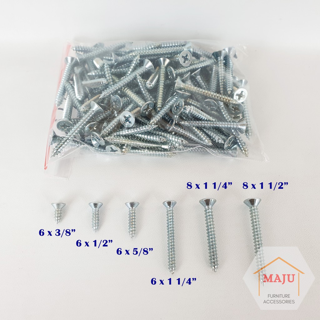 Jual Sekrup JF 100 pcs 6 x 3/8 - 1/2 - 5/8 - 1 1/4 & 8 x 1 1/4 - 1 1/2 ...