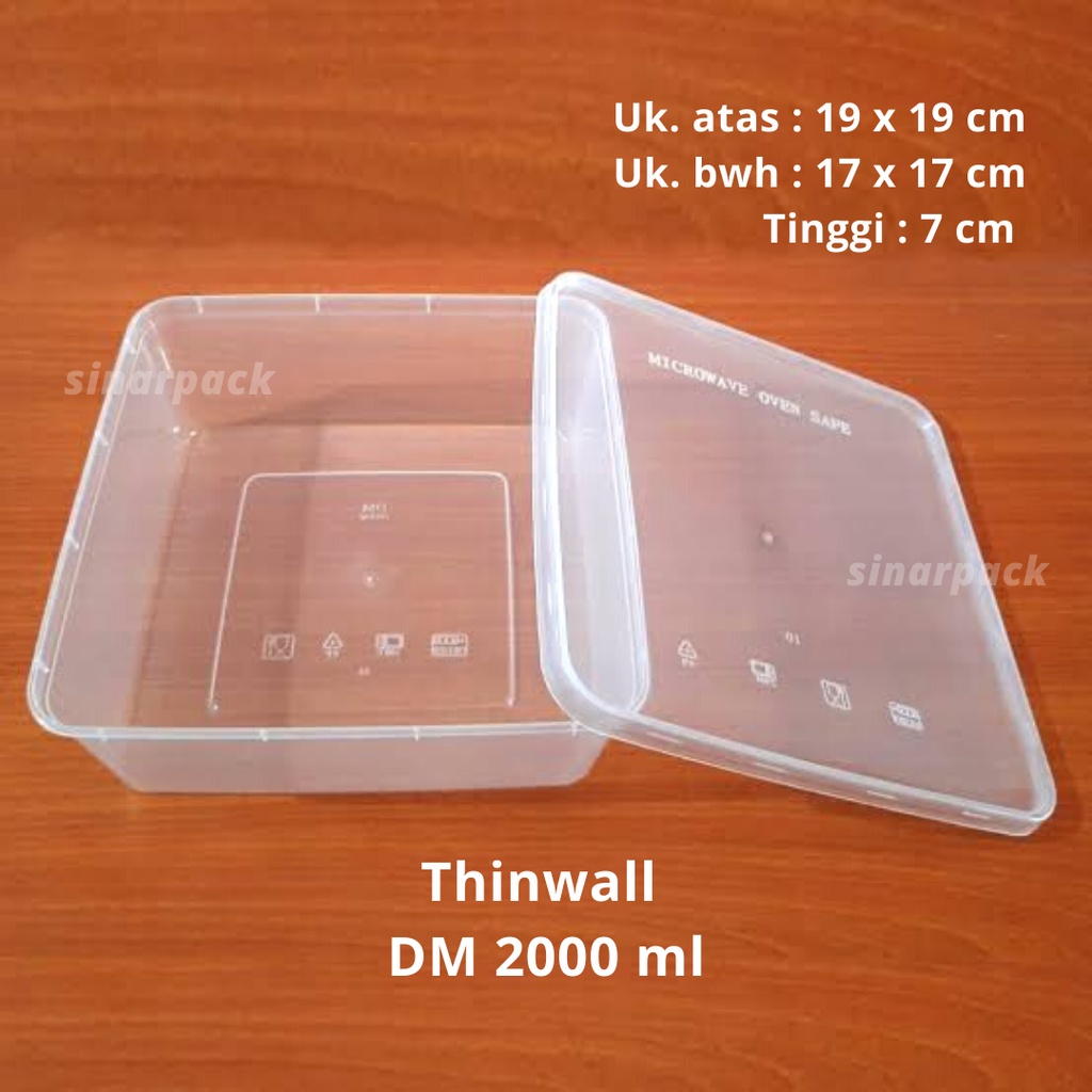 Jual Thinwall Dm 2000 Ml Sq Kotak Kotak Makan Plastik Take Away Food