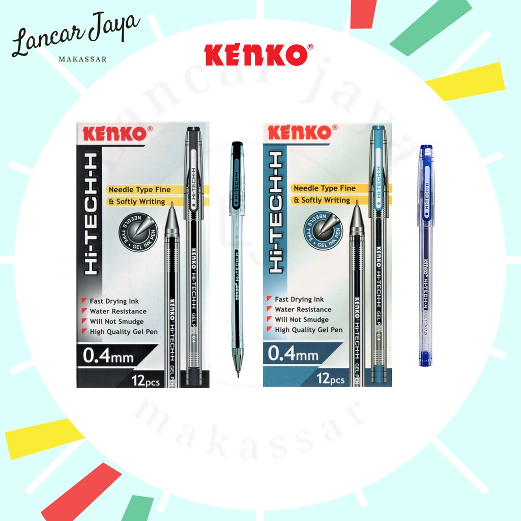 Jual [ 1 LSN / 12 PCS ] Gel Pen Pulpen Pena KENKO Hi-TECH-H 0.4mm | Shopee Indonesia