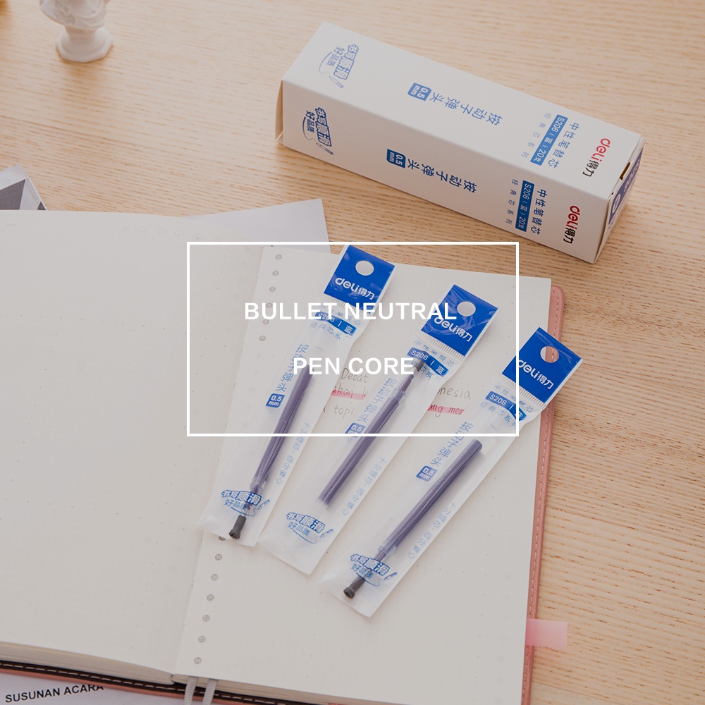 Jual Deli Gel Pen Refill / Isi Ulang Pulpen Gel 0.5mm Hitam/Biru/Merah ...