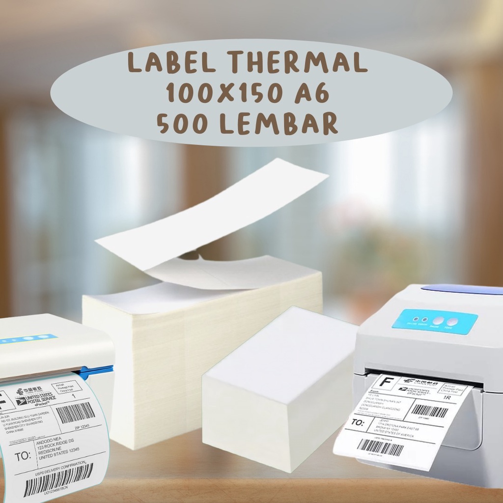 Jual KERTAS STICKER LABEL THERMAL LIPAT 100x150 BARCODE A6 | Shopee Indonesia