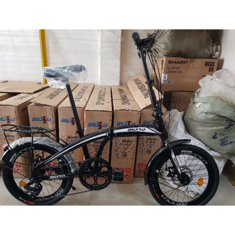 Jual Sepeda Lipat 20 inch BESSO ( Warna Hitam / Black ) | Shopee Indonesia